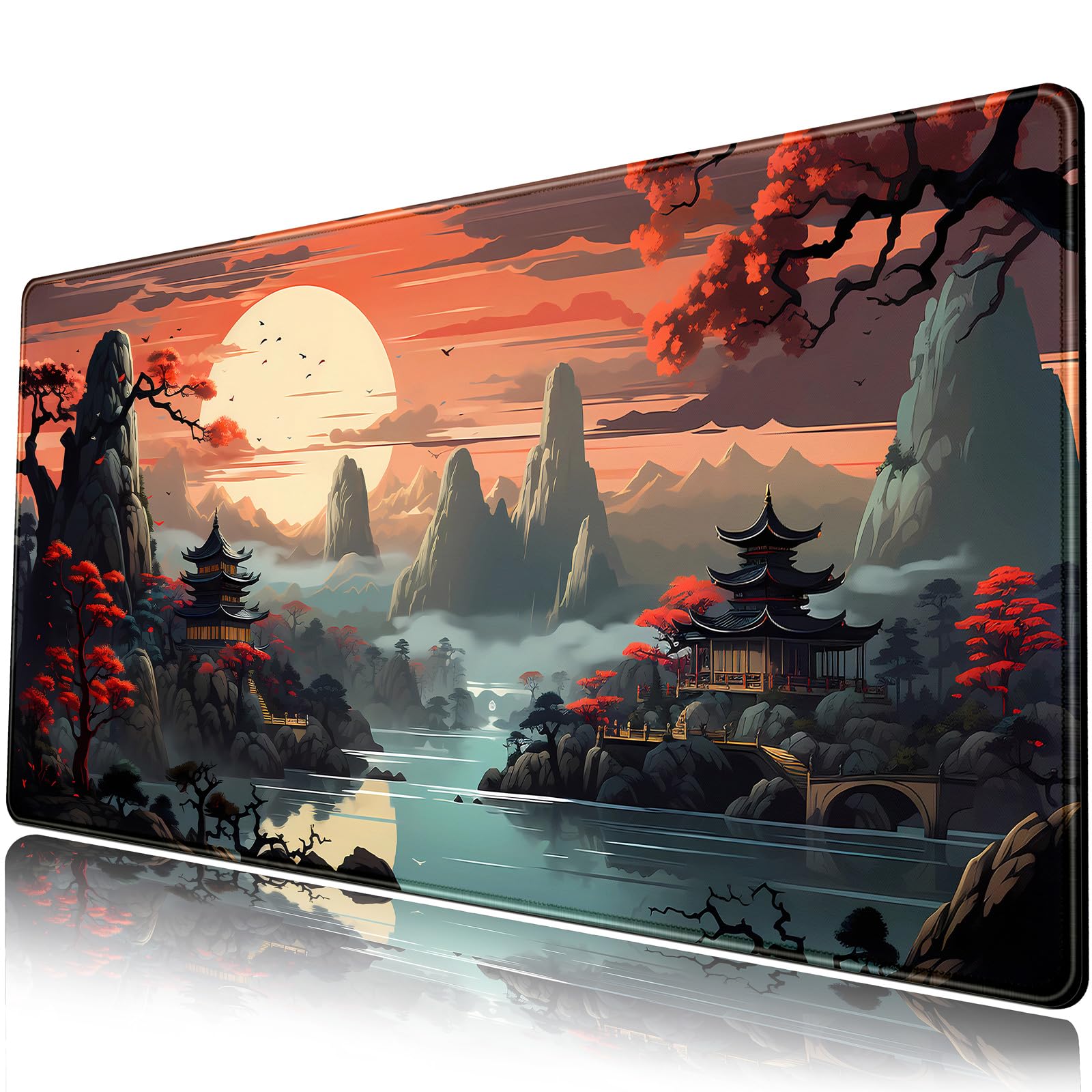 Amazon.com: Japanese Sunset Desk Mat Large Mouse Pad Big Desk Pad Japan ...