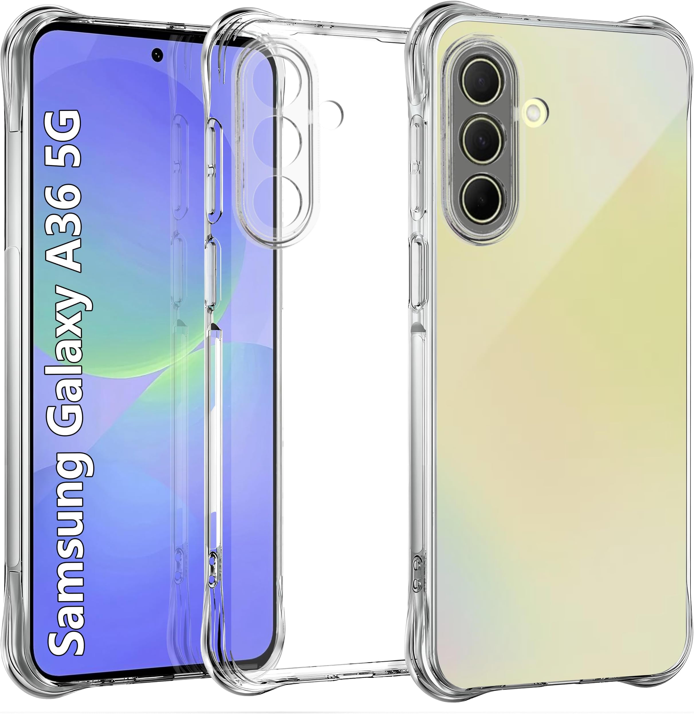 USTIYA Funda para Samsung Galaxy A36 5G Case Uso Rudo Bumper Shock-Absorción TPU Transparente ...
