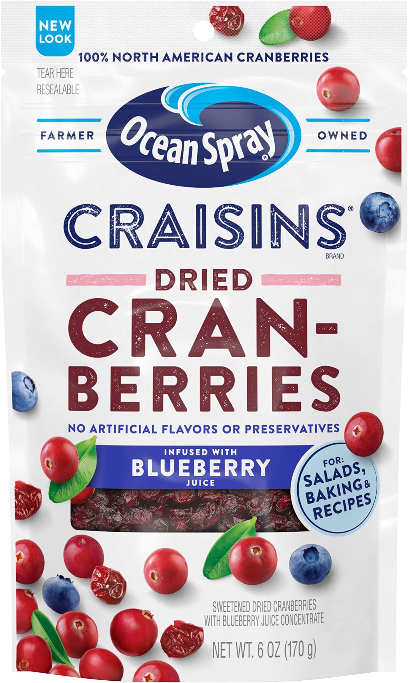 Amazon.com: Ocean Spray Craisins Dried Cranberries, Reduced Sugar, 20 ...