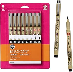 Sakura, Penna ad Inchiostro Pigma Micron, in Blister di Carta, Black, 8 ...
