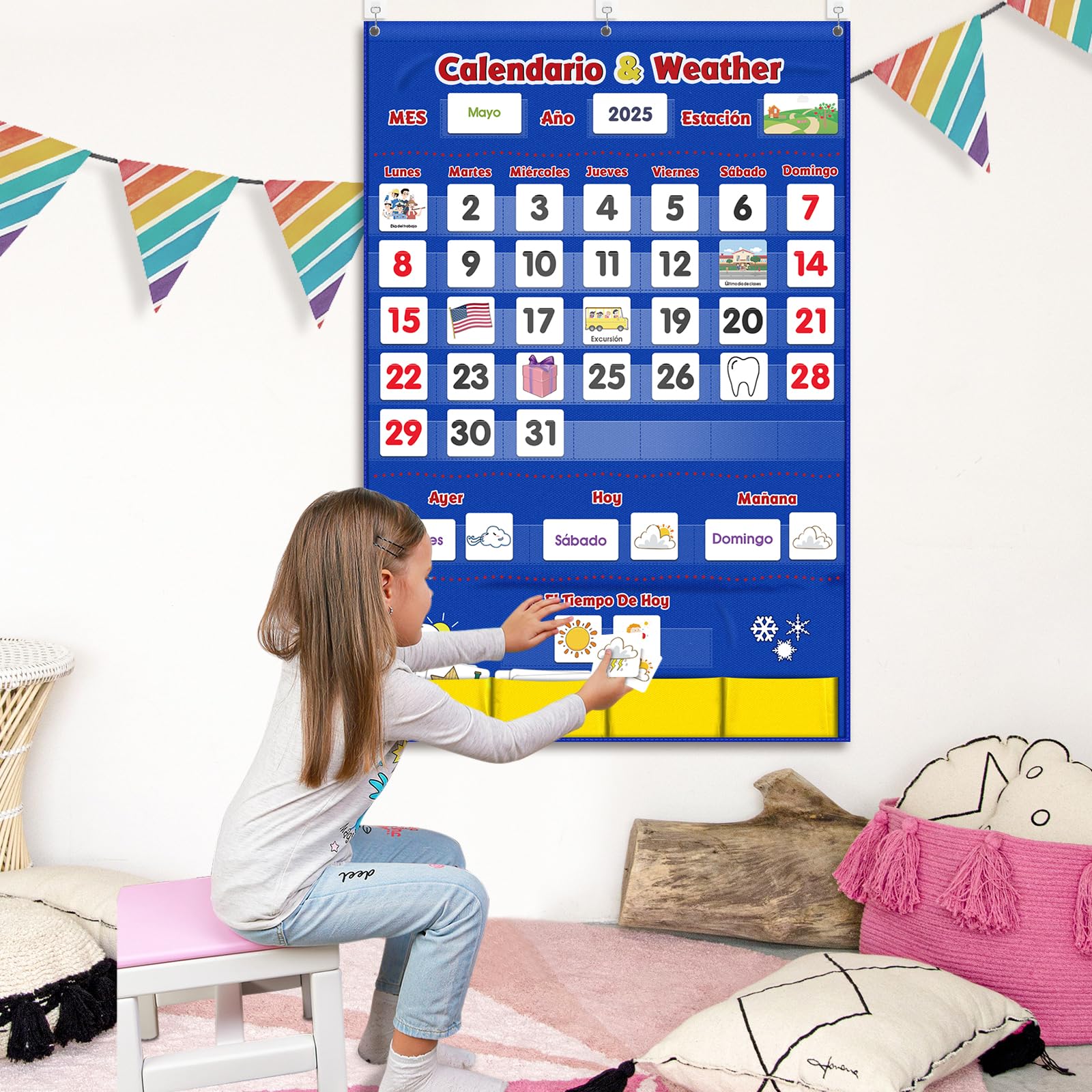 Snapklik.com : Godery Spanish Calendar And Weather Pocket Chart ...