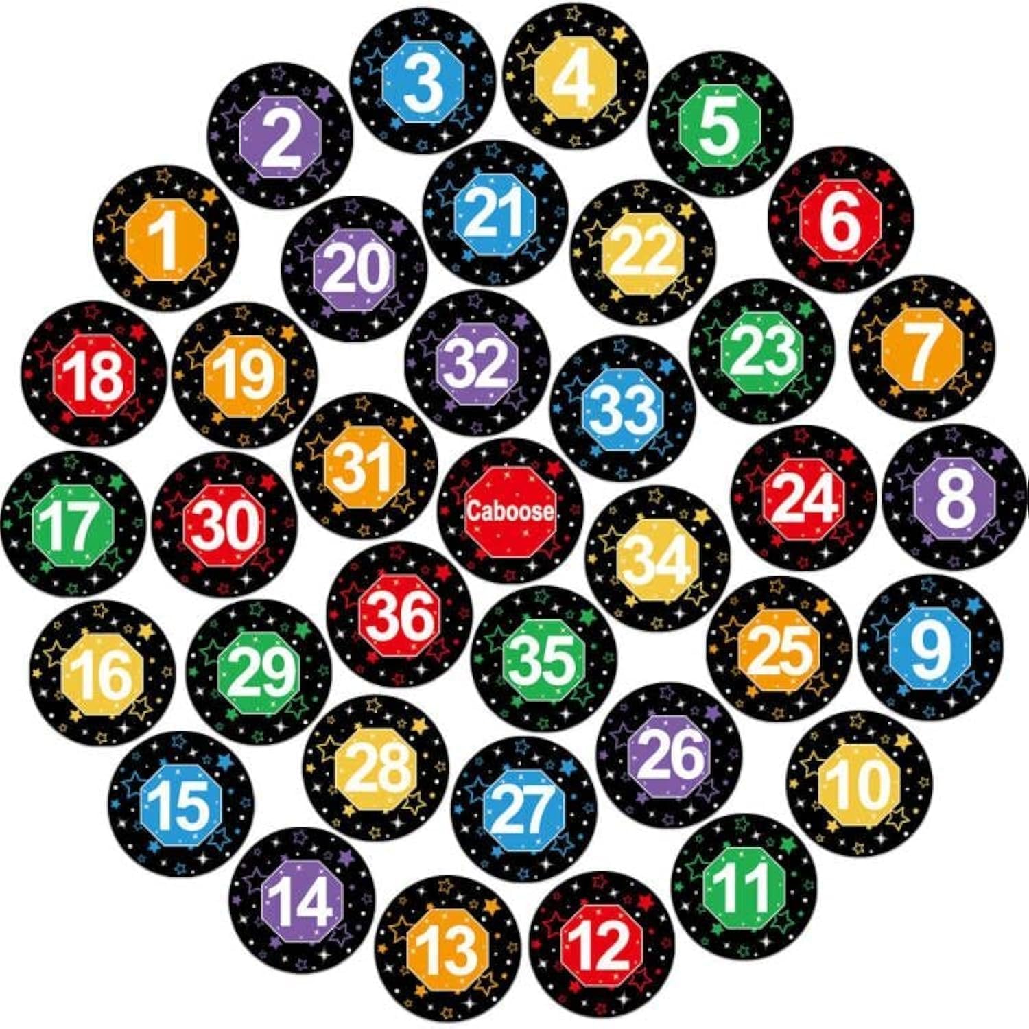Amazon.com: Fancy Land Numbers Line Up Floor Decals Spots Round Bright ...