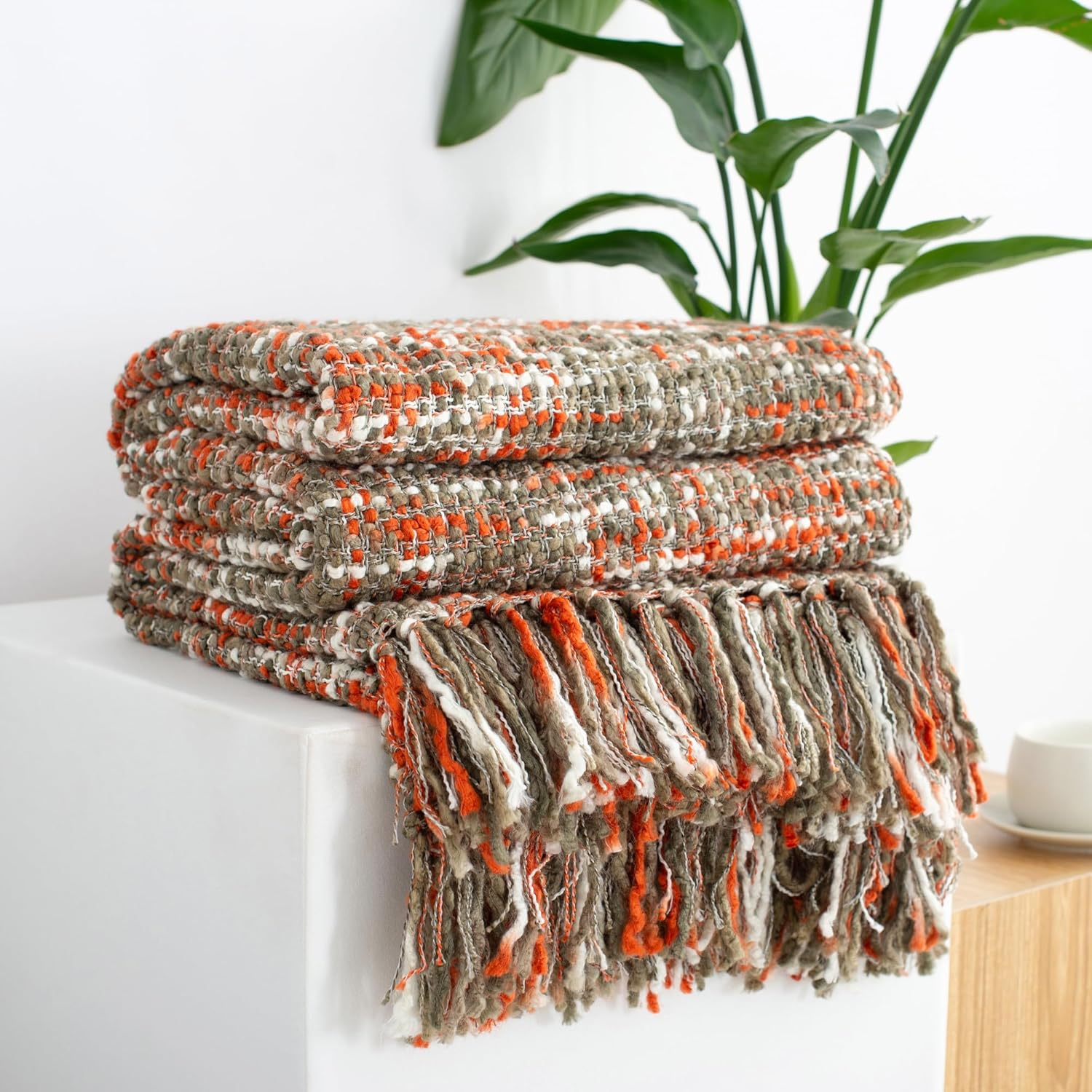 Amazon.com: GINAMUSE Multi-Color Red Cable Knitted Throw Blanket for ...