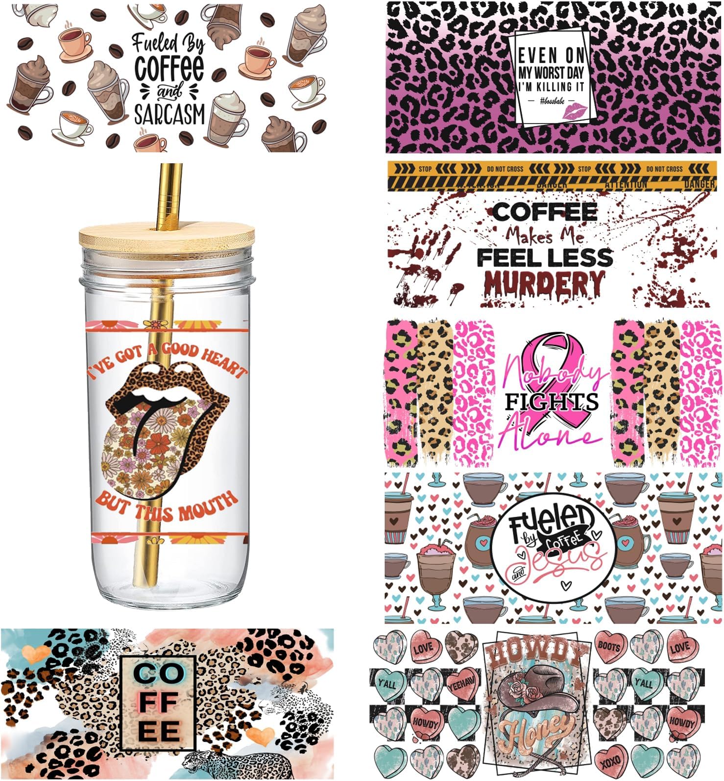 Amazon.com: Glass Cup Wrap Transfers Stickers for 16OZ Libbey Glass ...