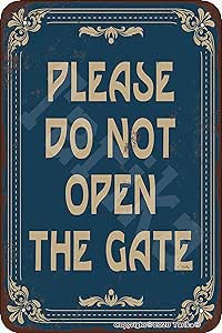 Amazon.com: JIUFOTK Please Do Not Open The Gate Metal Tin Signs Dog ...