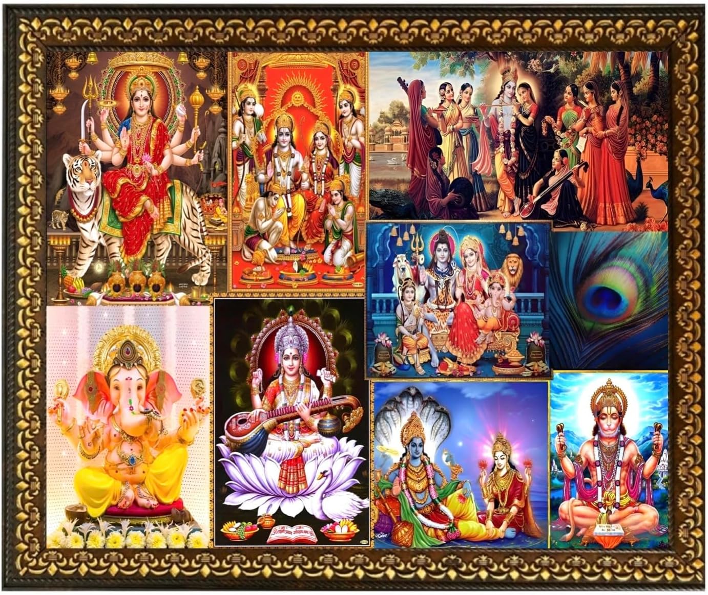MYTHOLOGY CENTRE 8 in one gods photo frame | Durga mata | ram darbar ...