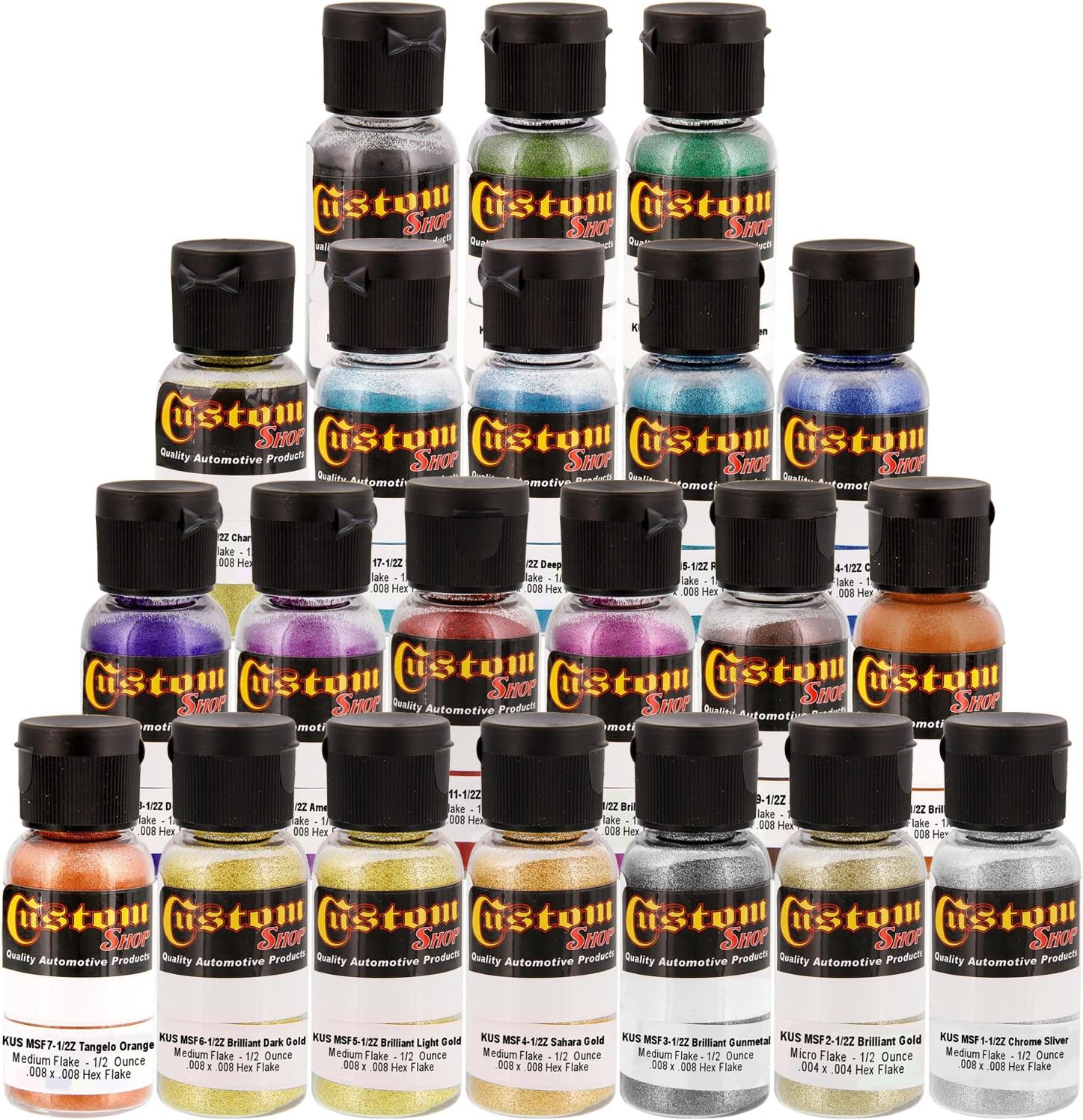 Amazon.com: 21 Color Pack of Medium Flakes .008 Micron Size, 1/2 oz ...