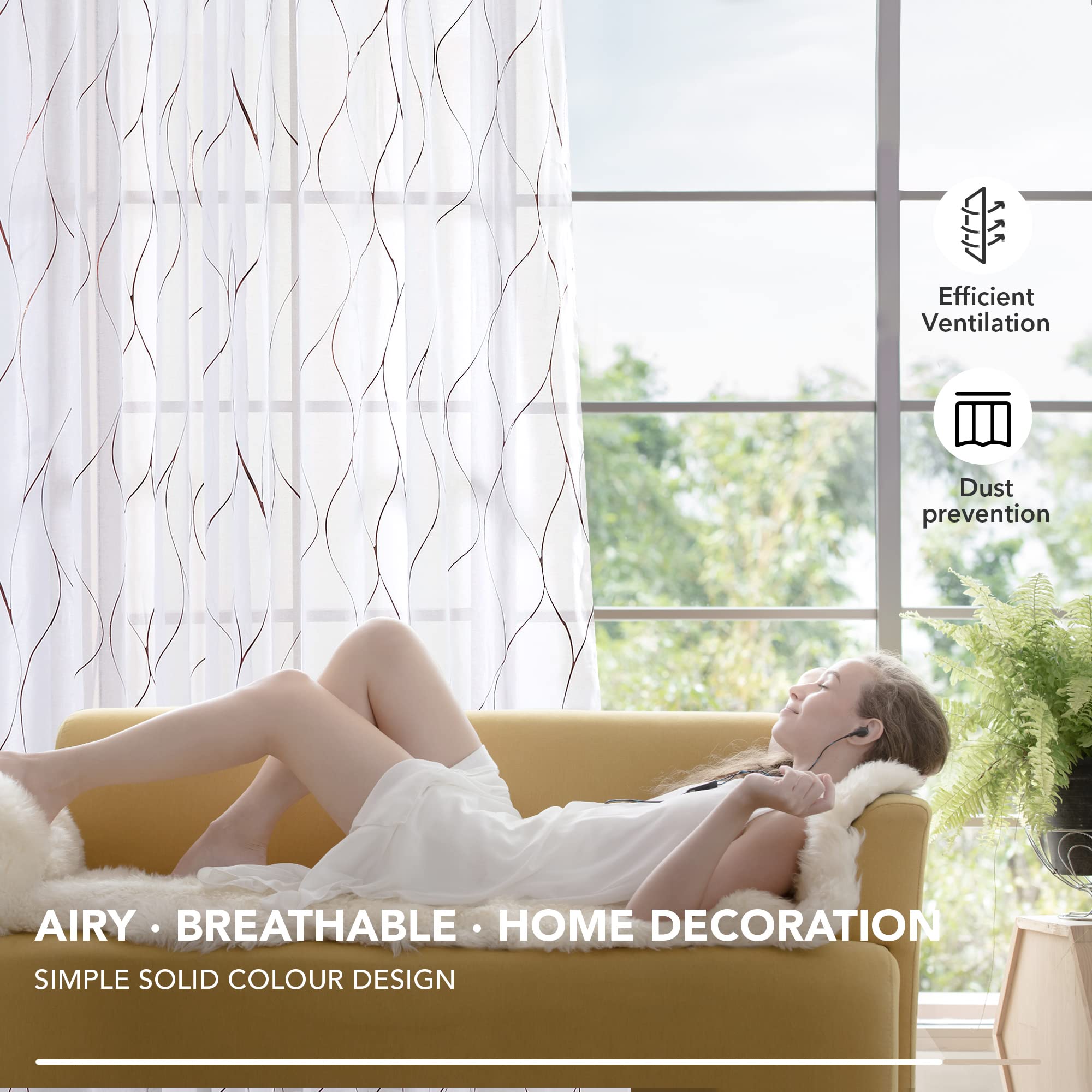 Snapklik.com : Grommet Top Bronze Foil Printed, Wave Pattern, Semi ...