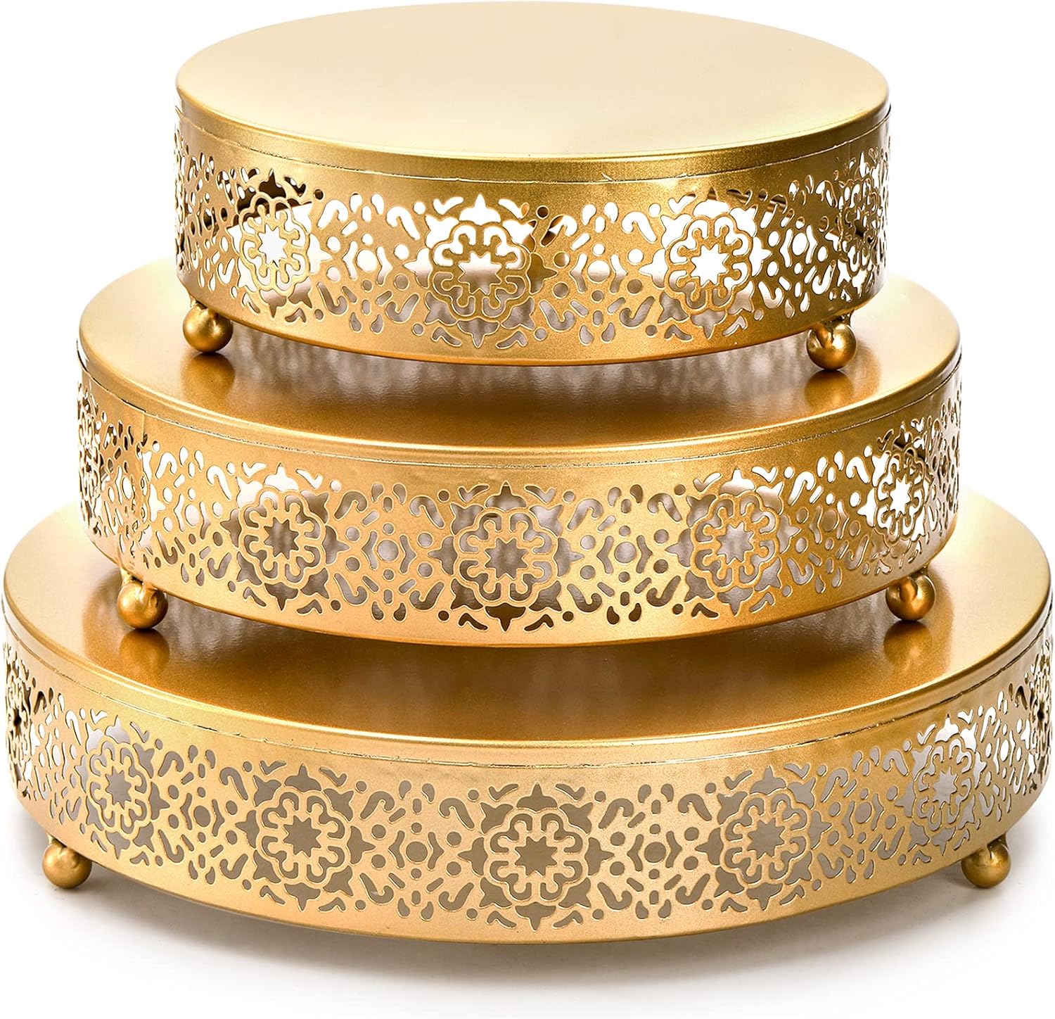 Amazon.com: Hedume 3 Pack Cake Stand Set, Round Cake Stands, Metal ...