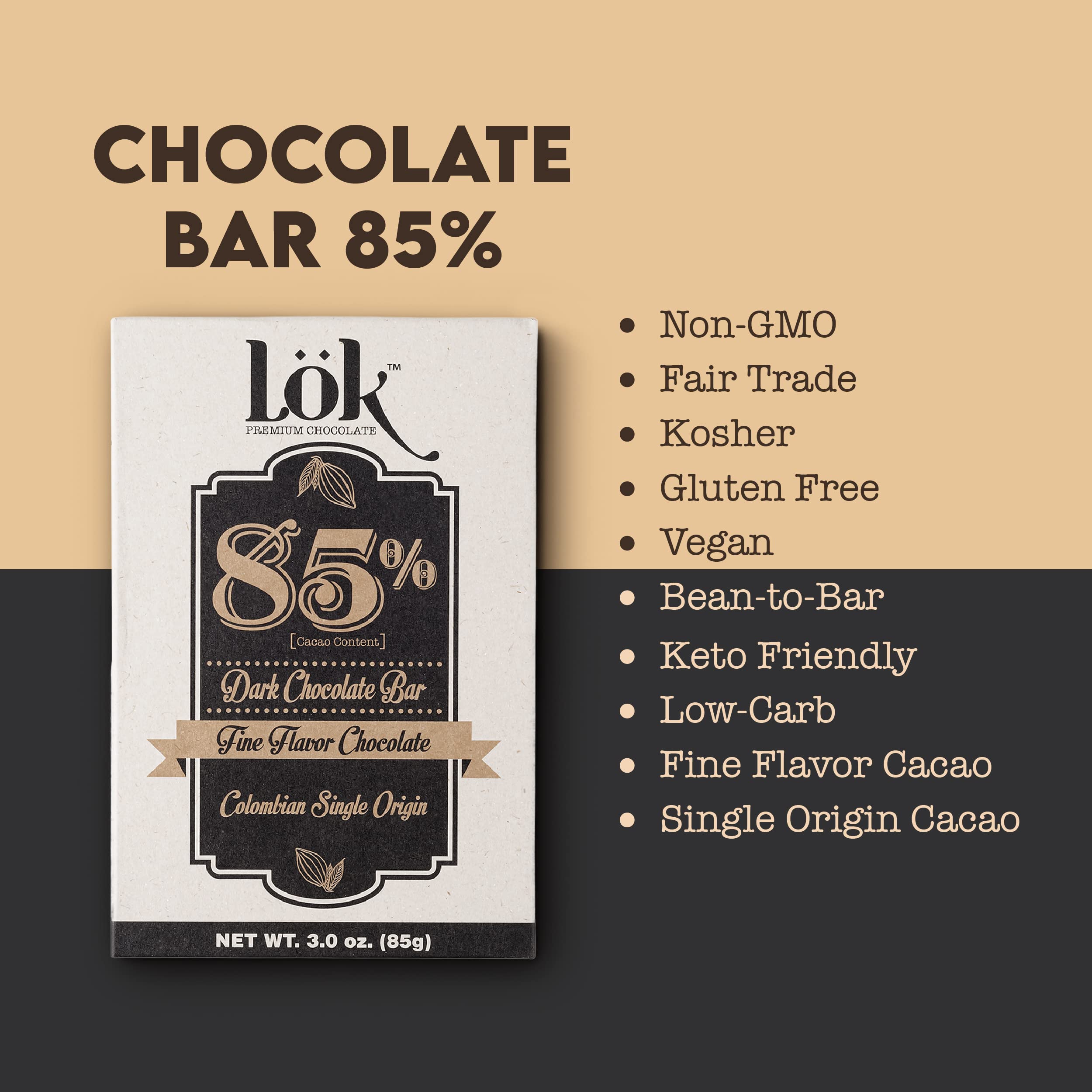 Snapklik.com : Lok Dark Chocolate Bar 85% Cacao Fair Trade, Non-GMO ...
