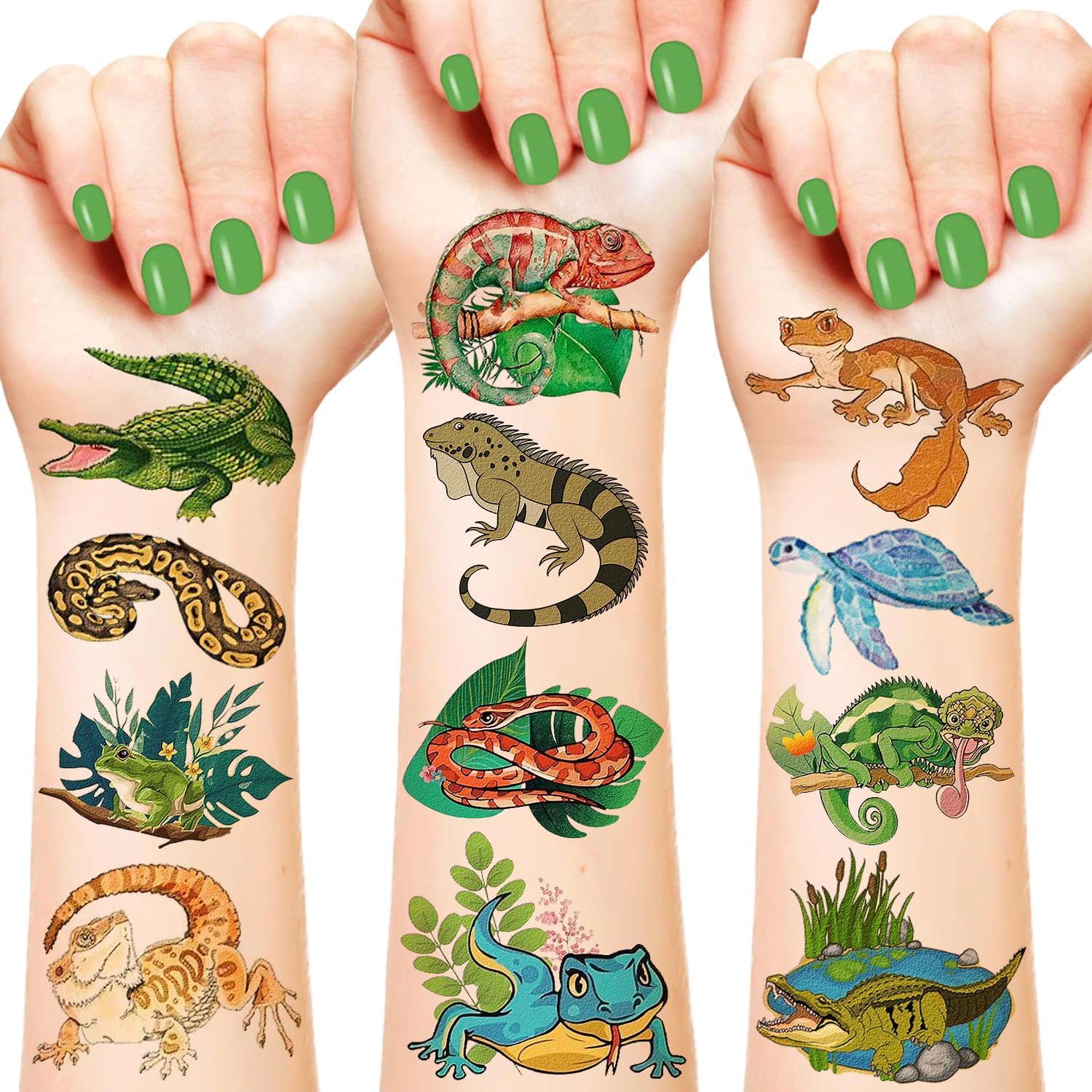 Amazon.com : 144PCS Reptile Party Favors Reptile Temporary Tattoos ...