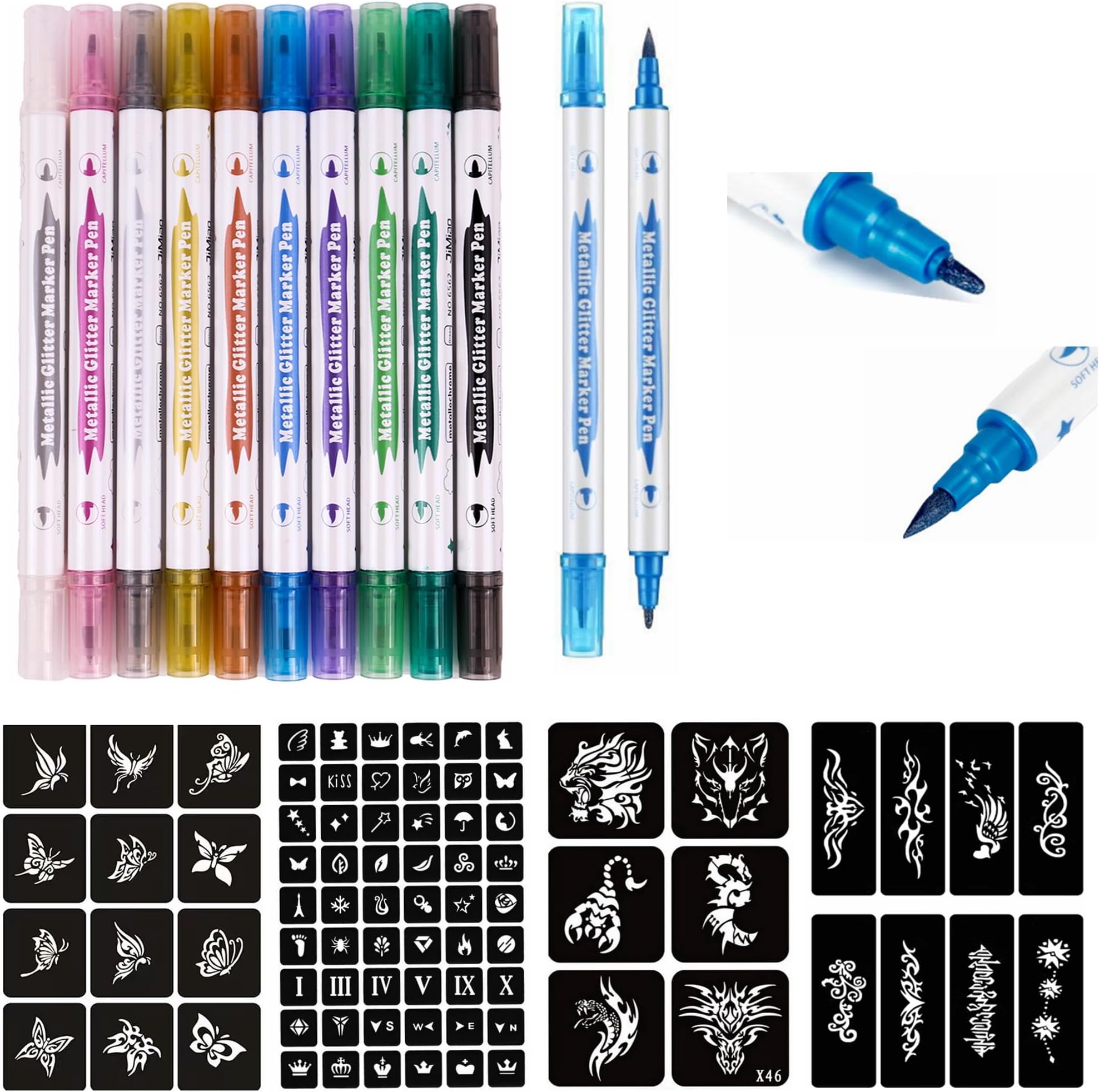Amazon.com : Vanli's Metallic 10 Temporary Tattoo Markers, Temporary ...