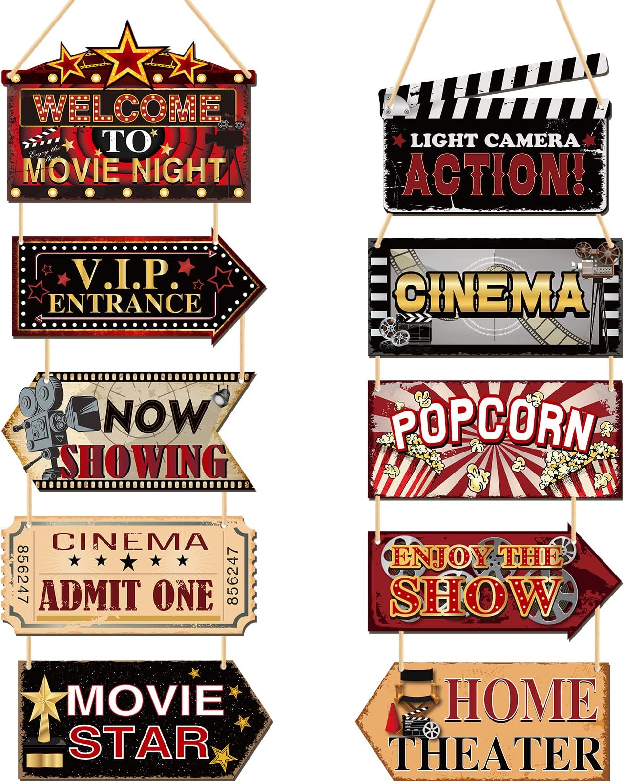 Amazon.com: 5 Pieces Movie Theater Decor Home Movie Theater Room Decor ...