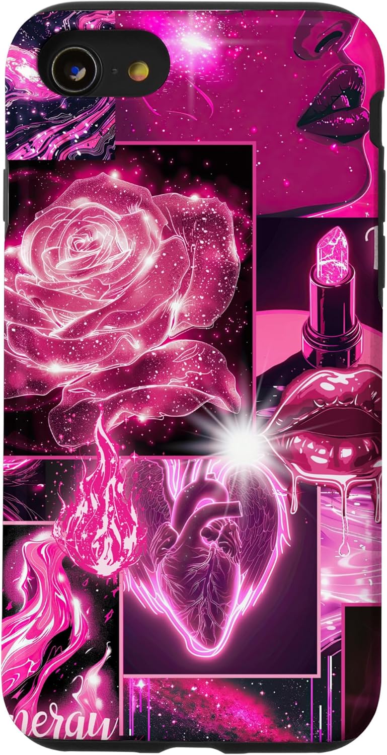 Amazon.com: iPhone SE (2020) / 7 / 8 Pink Baddie Aesthetic Glamorous ...