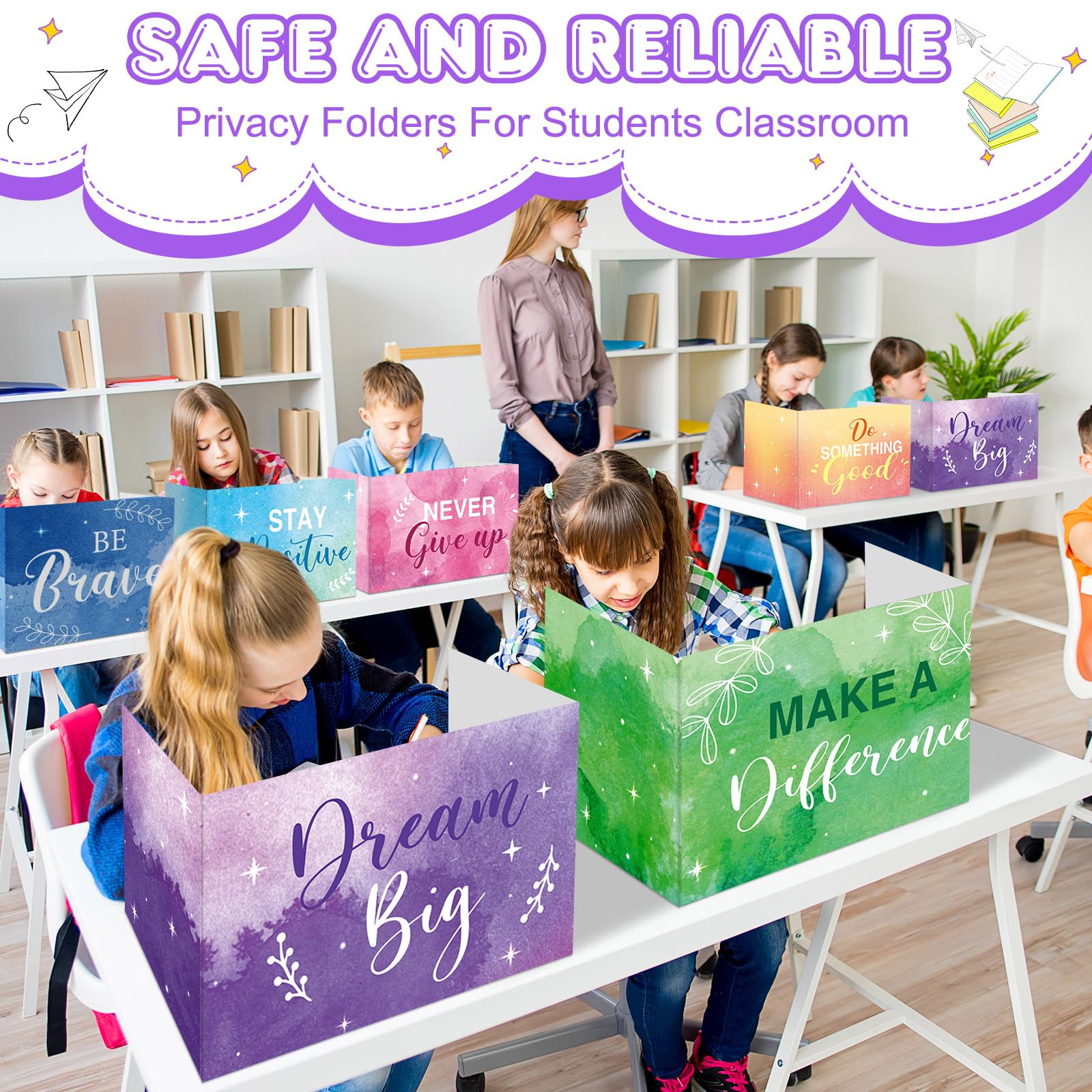 Cardboard Desk Partitions 24-Pack Student Privacy Folders ...