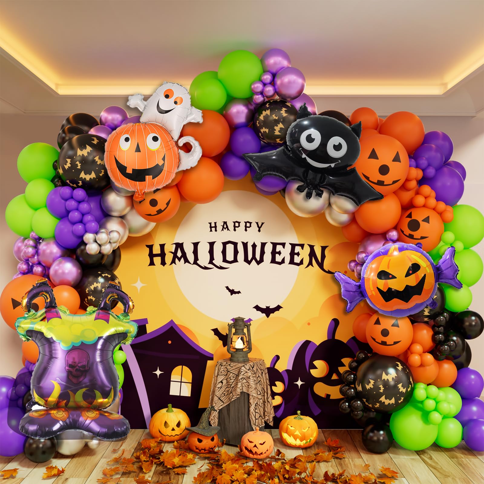 Amazon.com: 153pcs Halloween Balloon Garland Arch Kit with Ghost Bat ...