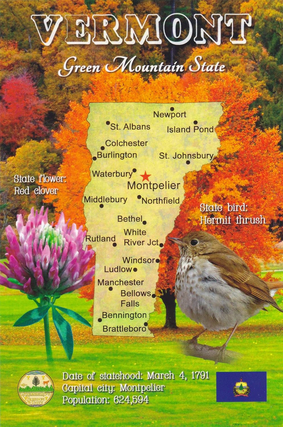 Amazon.com : STATES4VER, VERMONT - Green Mountain State, Statehood: Mar ...