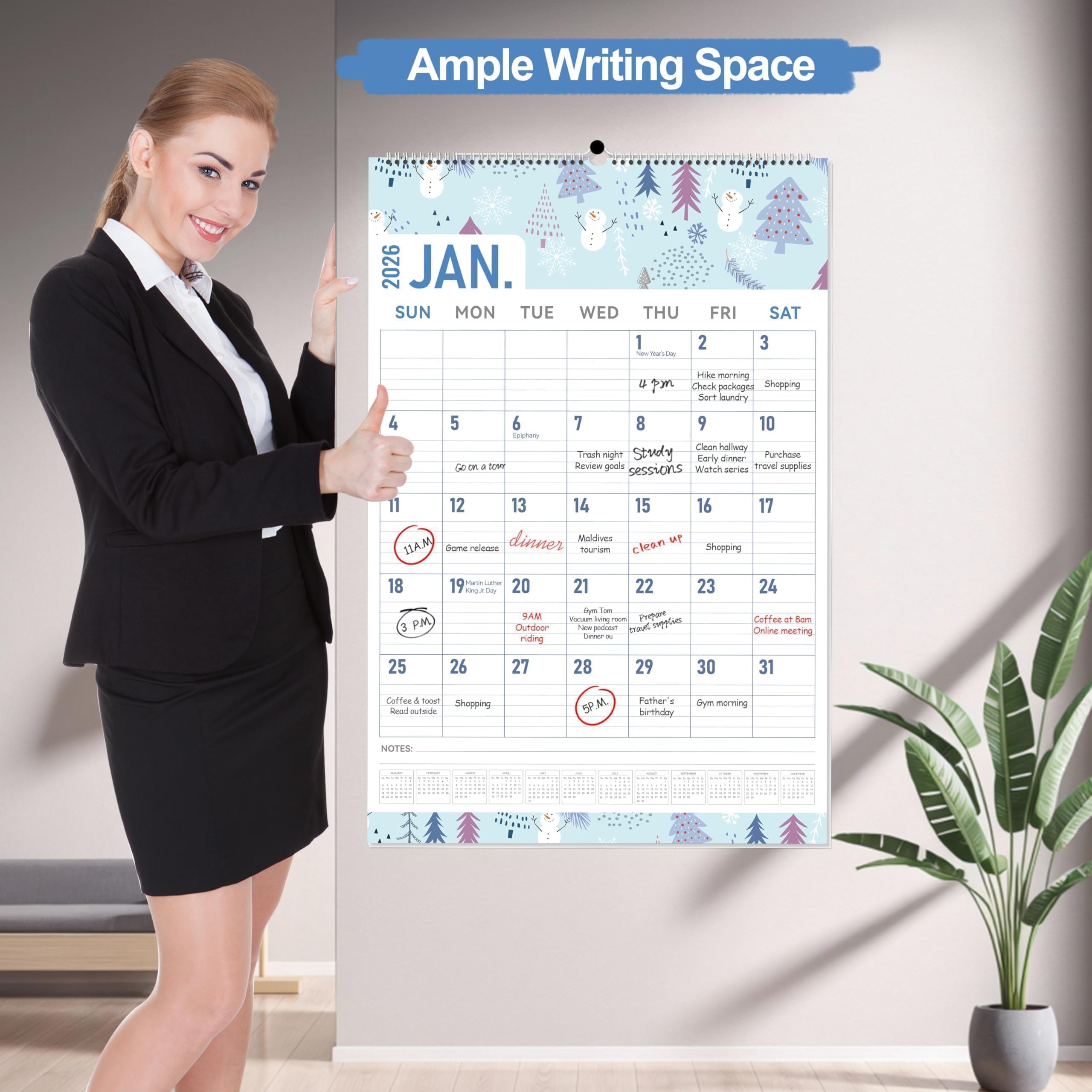 Snapklik.com : Guasslee Extra Large Wall Calendar 2025-2026, 30" X 20 ...
