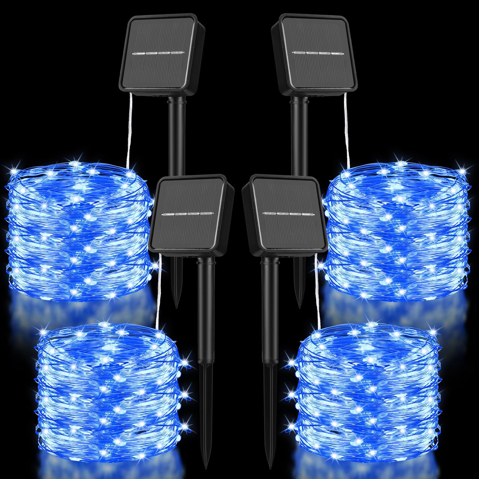 Baquler Solar String Light Outdoor Waterproof LED 4 Pack Each 33ft 100 ...