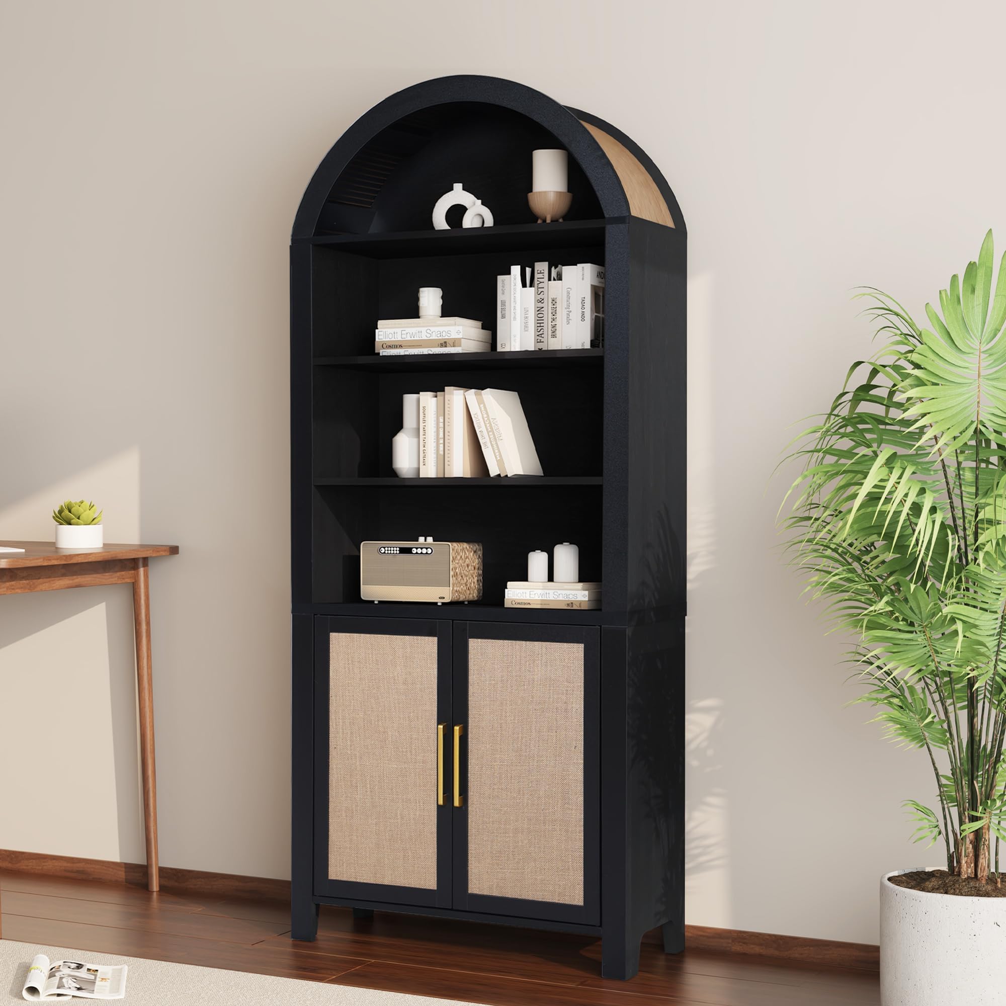 Amazon.com: Nathan James Paxton Boho Bookshelf Cabinet with Solid Wood ...
