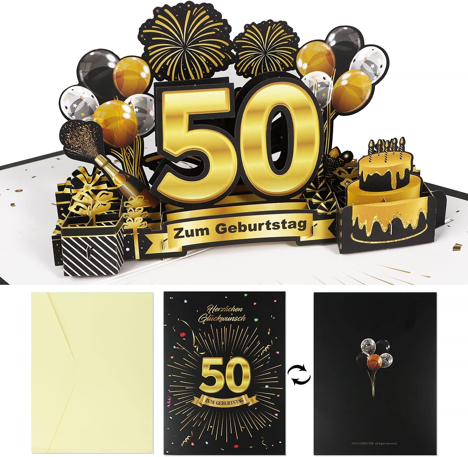 Joyoldelf Geburtstagskarte zum 50, 1974 Jahrgang Geschenk, Pop Up ...