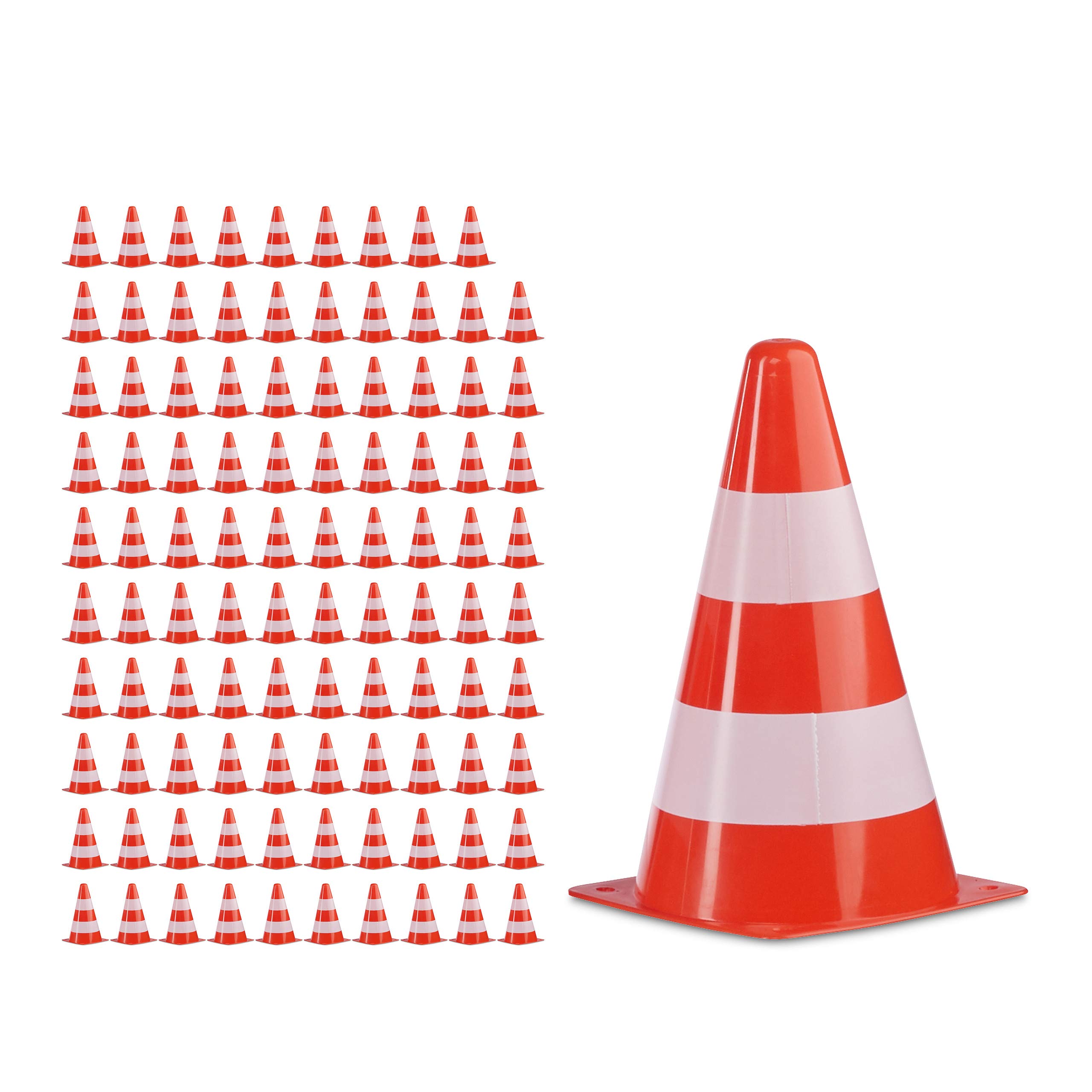Relaxdays Set of 100 Safety Cones, Stackable, Field & Track Cones ...