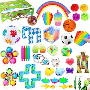 Qohuooi Sensory Fidget Toys Set 42 Pack, Stress Relief Fidget Hand Toys for Adults and Kids ...