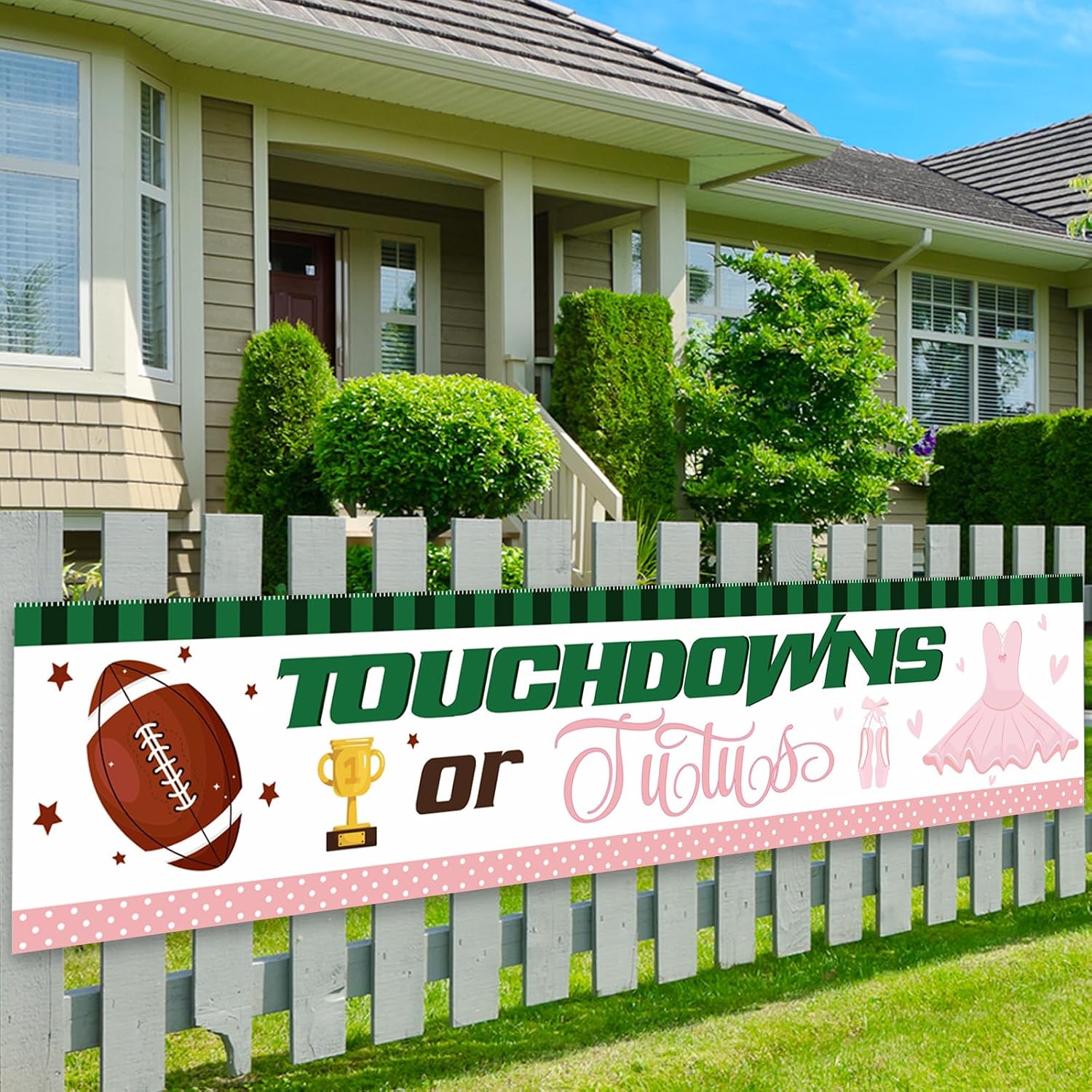 Amazon.com: ShuanQ Touchdowns or Tutus Yard Banner, Large Sports Theme ...