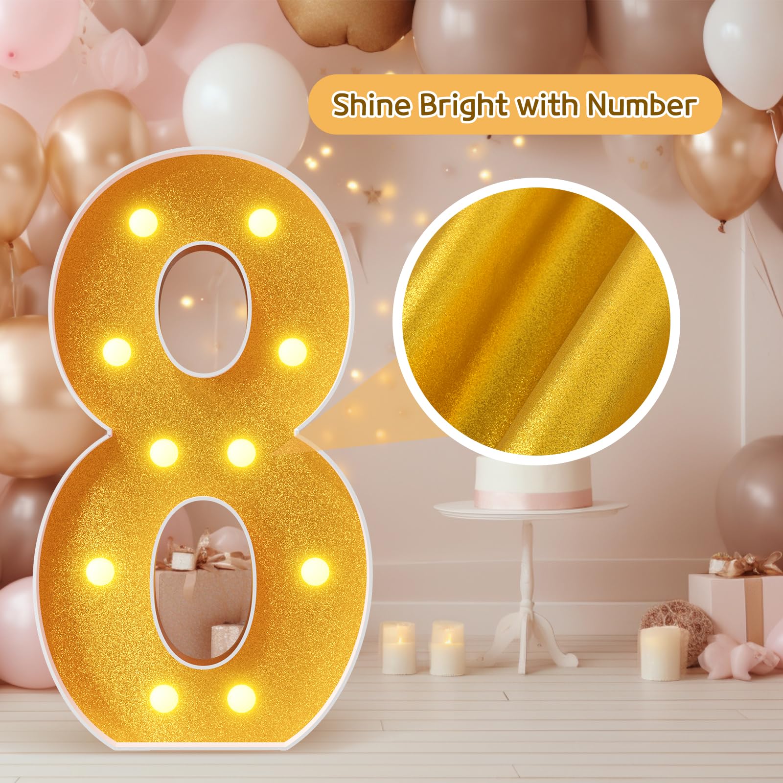 Snapklik.com : Imprsv Marquee Numbers Gold Party Decoration: 4 Feet ...
