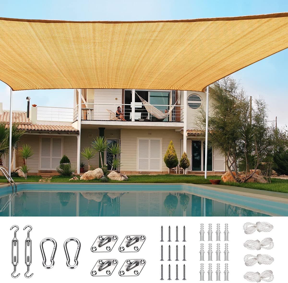 Amazon.com : Petra's 26 Ft. X 20 Ft. Rectangle Sun Sail Shade. Durable ...