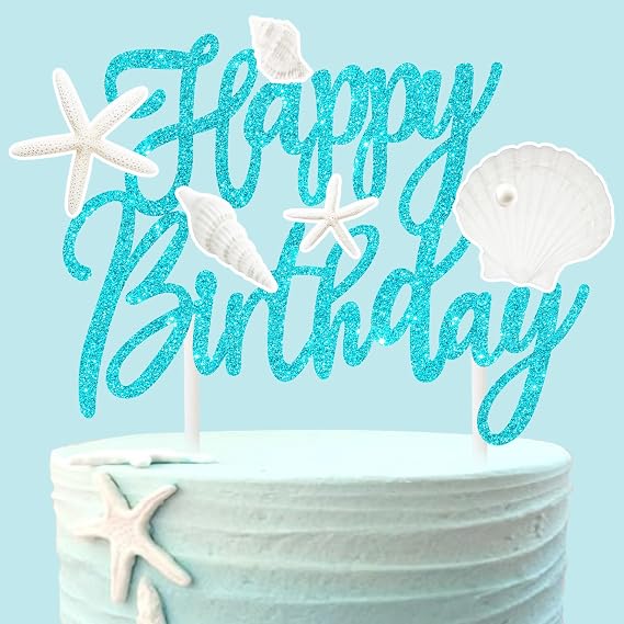 Amazon.com: Beach Seashell Birthday Cake Topper Ocean Seashell Party ...