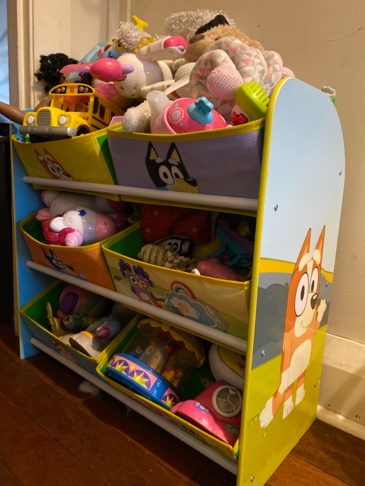 Bluey Kids Bedroom Toy Storage Unit with 6 fabric storage boxes ...