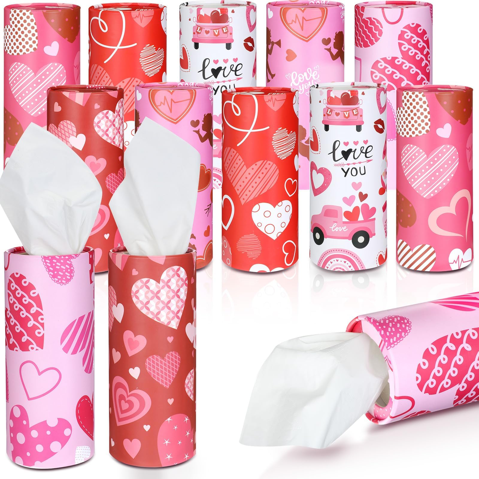 Faccito 12 Pcs Valentine's Day Car Tissue Holder Box 3 Ply Car Tissues ...