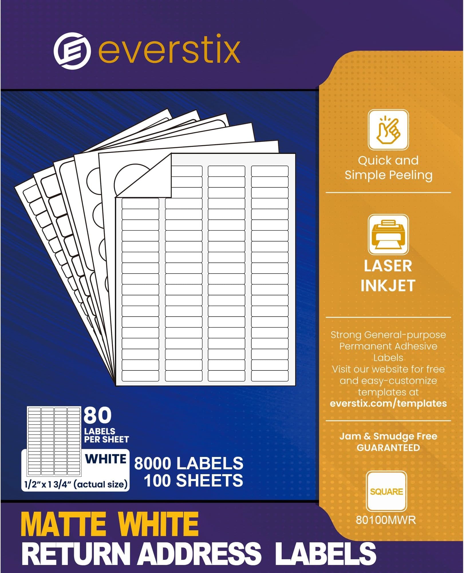 Amazon.com : Shop4Mailers 80-Up White Permanent Self Adhesive Shipping ...