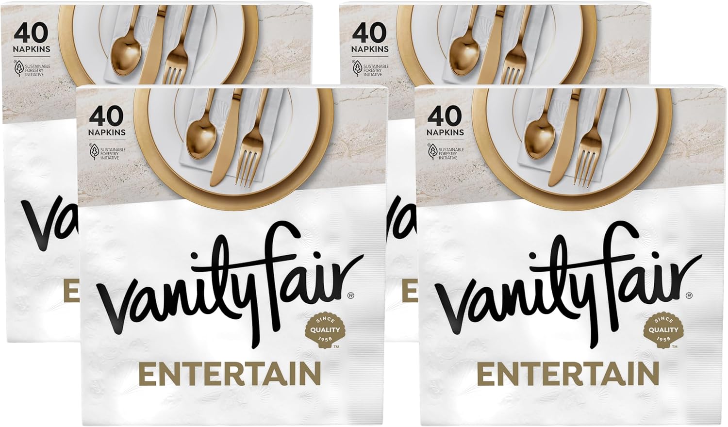 Amazon.com: Vanity Fair Entertain Paper Napkins, 40 Count, Disposable ...
