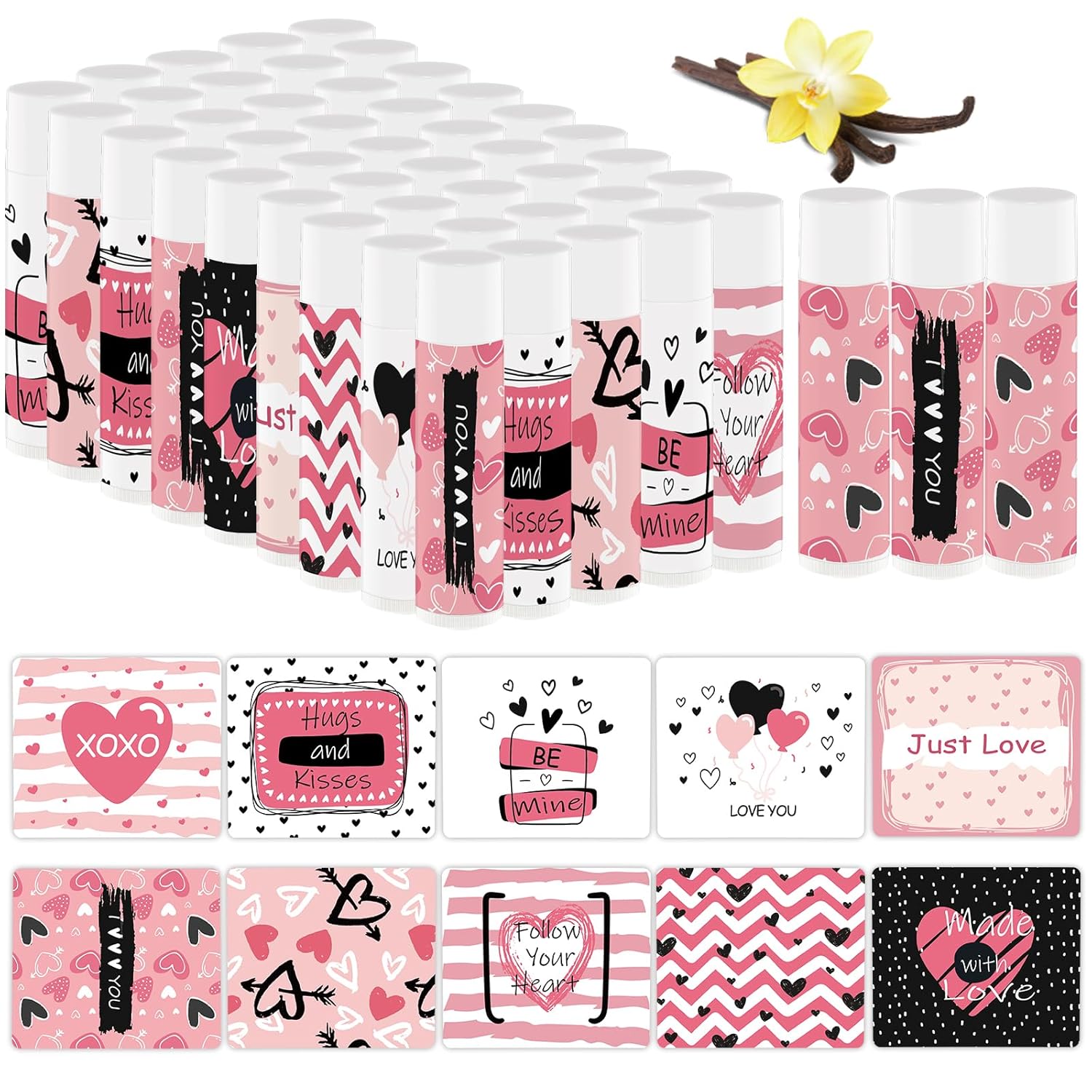 Amazon.com : 50 Pcs Valentine's Galentine's Day Gifts Lip Balms Bulk ...
