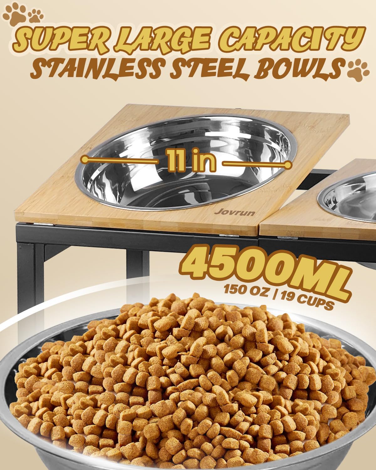 Snapklik.com : Jovrun Elevated Dog Bowls Large Breed, 15"-20.5" H ...