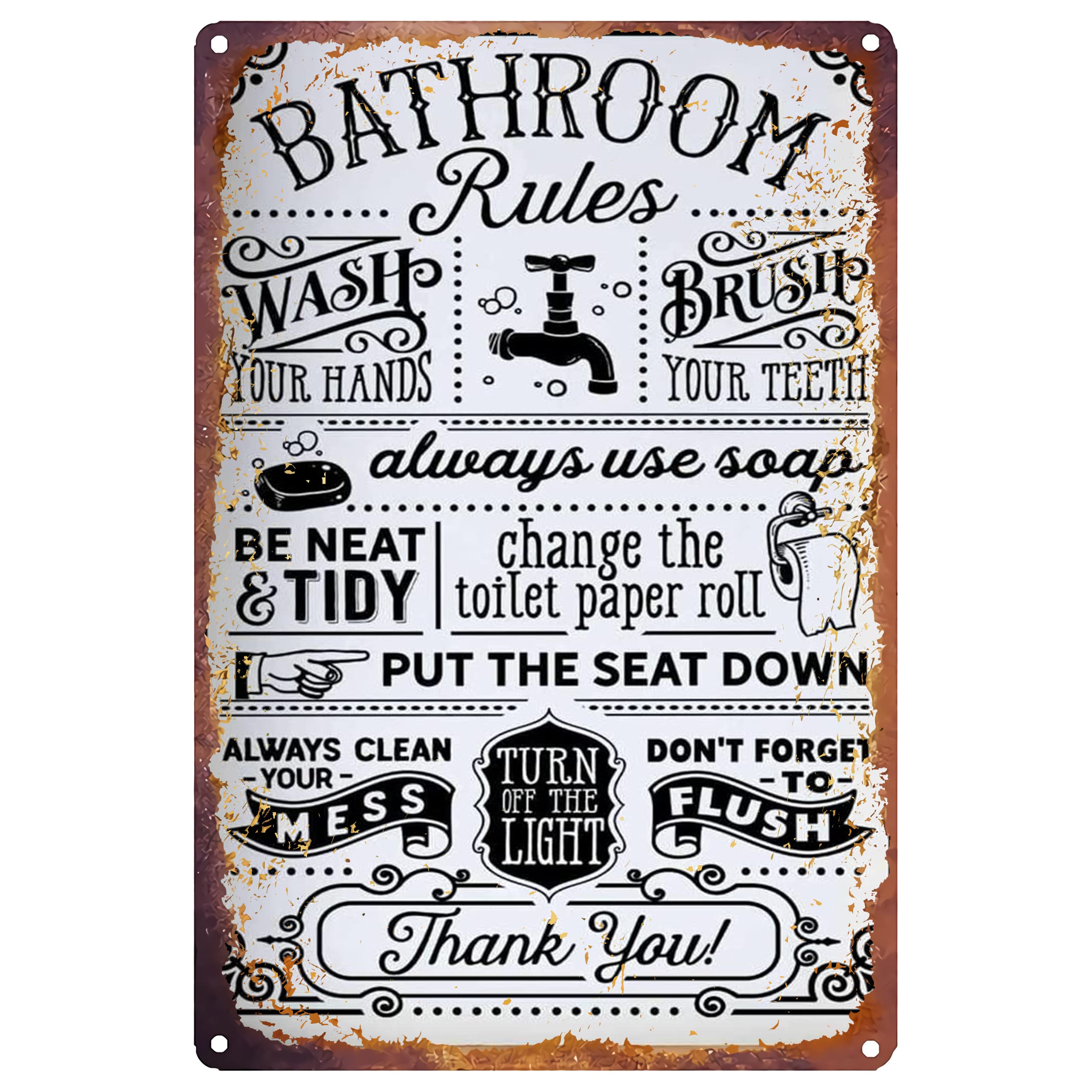 Retro Bathroom Signs 9 Pieces Bathroom Wall Art Wall Decor, Funny