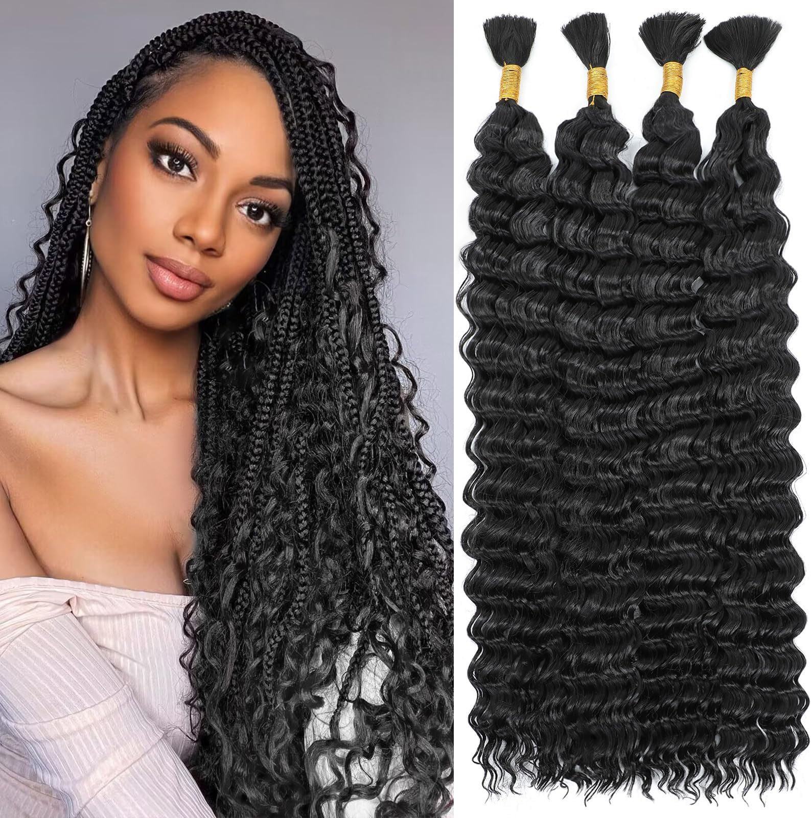 Amazon.com : SUYIAPIY Curly Braiding Hair Deep Water Wave Braiding Hair Boho Hair for Braiding ...