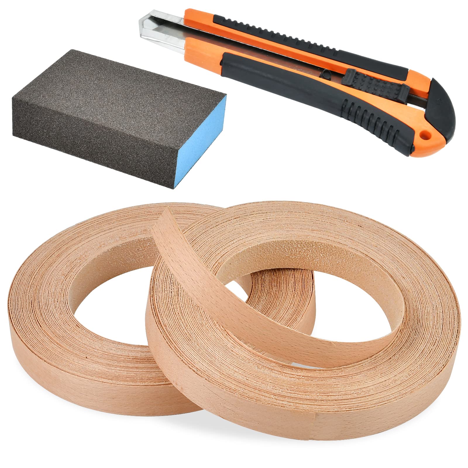 Elesunory Wood Edge Banding, 2 x 49.2 Feet Beech Veneer Edge Banding ...