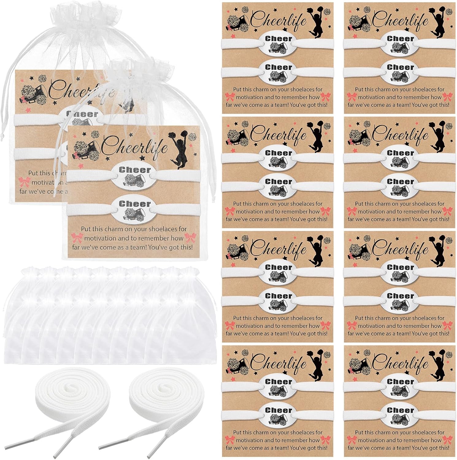Amazon.com: 24 Set Cheer Team Gifts Bulk Cheer Shoe Lace Tags Cheer ...