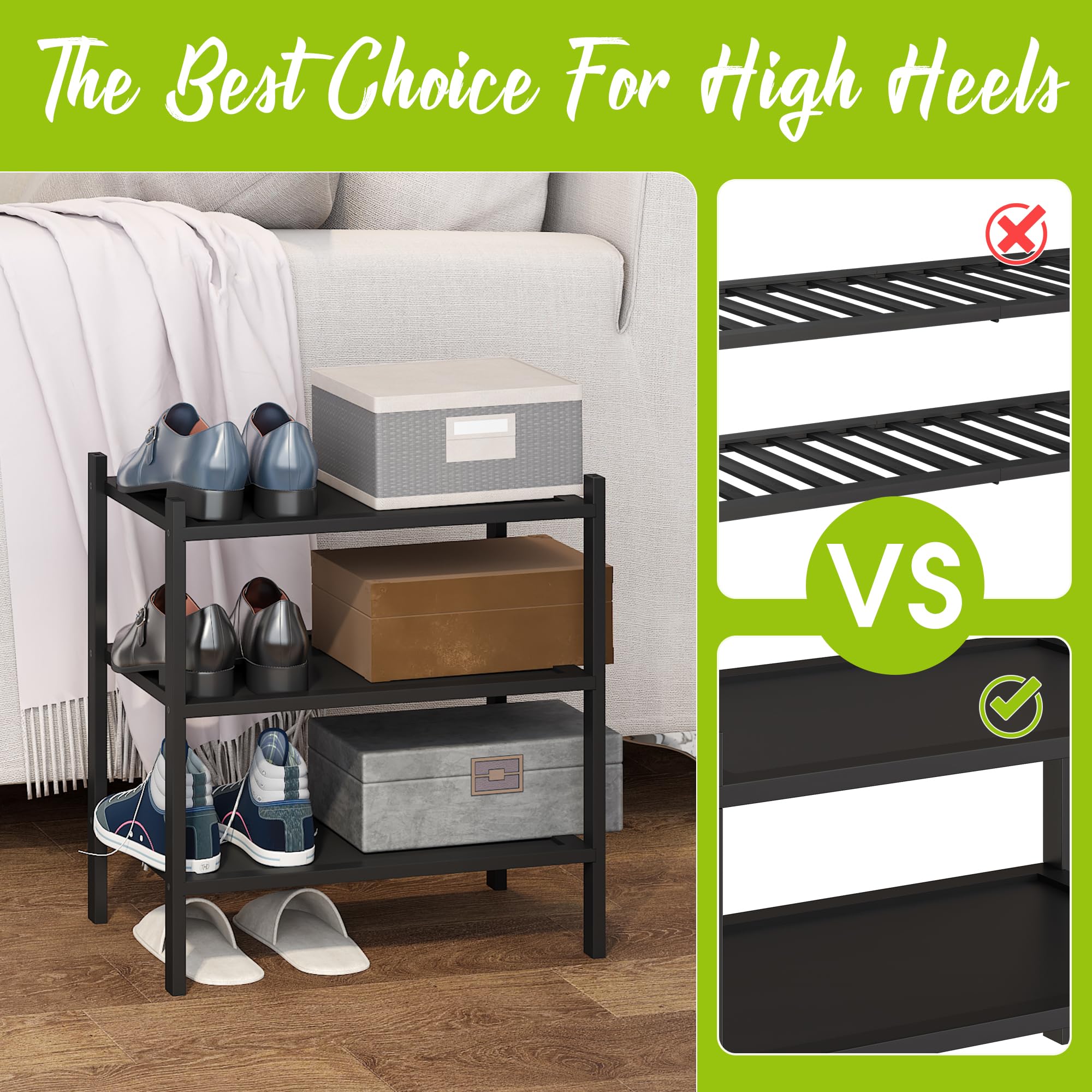 Snapklik.com : BMOSU 3-Tier Bamboo Small Shoe Rack Premium Stackable ...