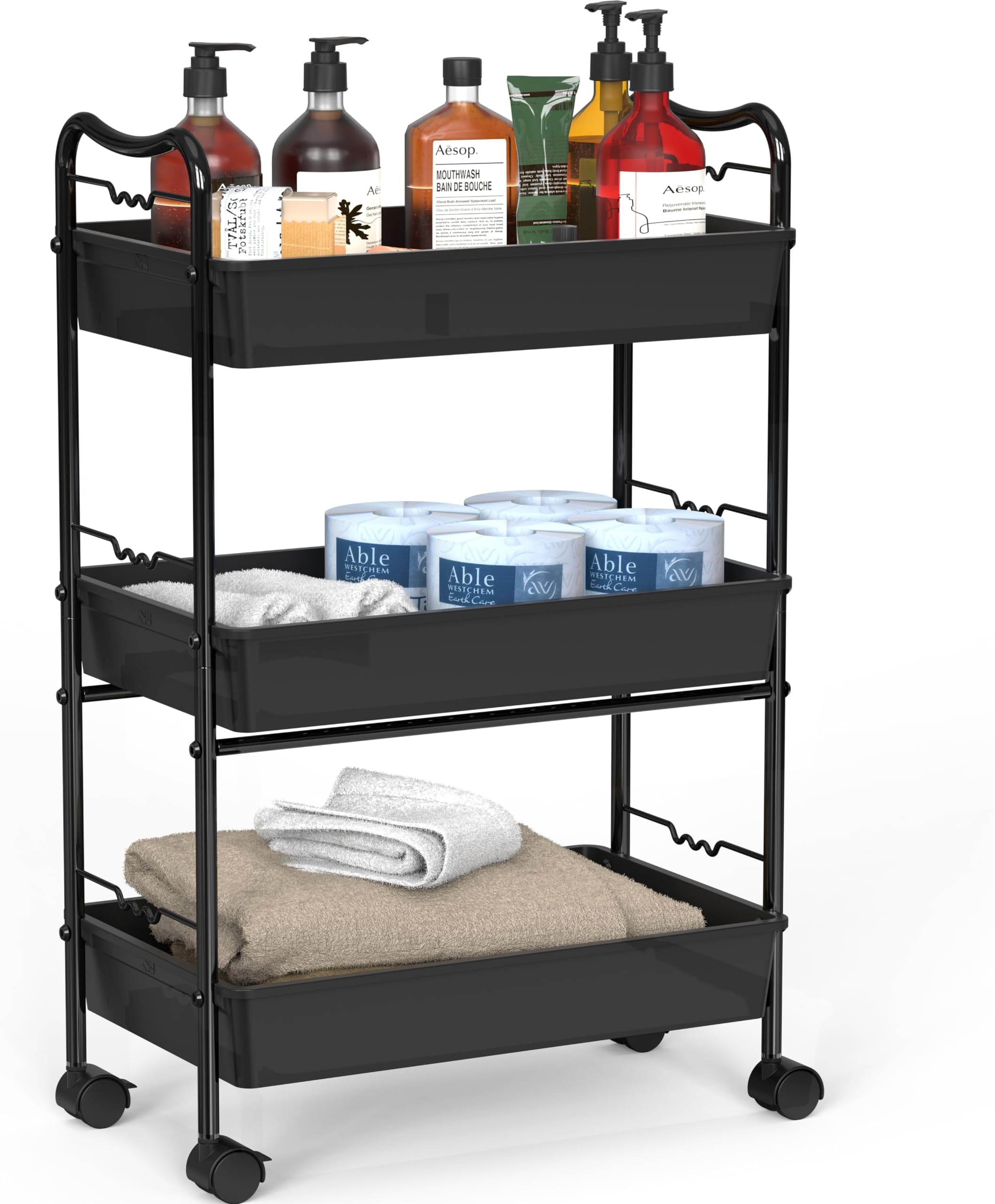 Amazon.com: DecoBrothers 3 Tier Metal Rolling Utility Rolling Cart ...