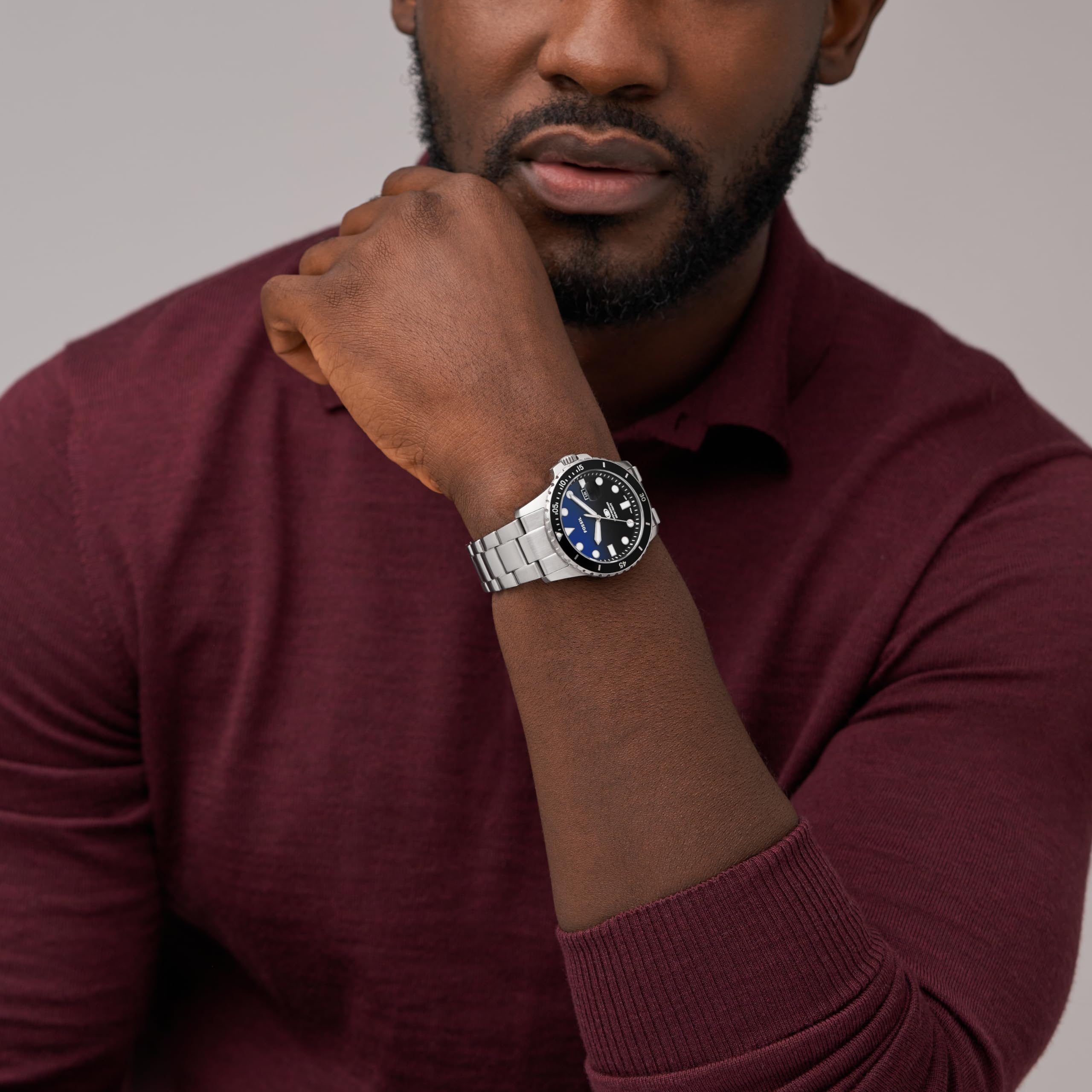 Snapklik.com : Fossil Mens 42mm Blue Quartz Stainless Steel
