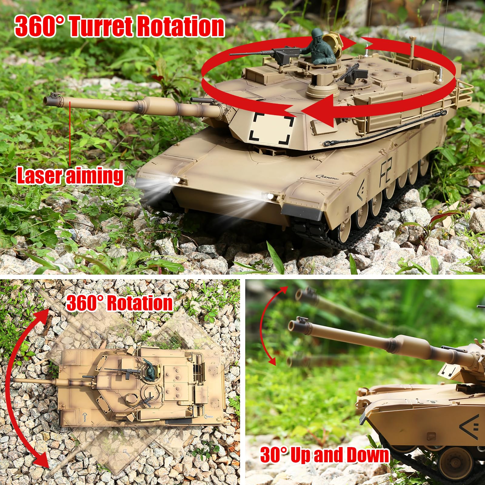 Snapklik.com : HengLong US M1A2 Abrams Army Tank Model 1/16 Scale 24Ghz ...