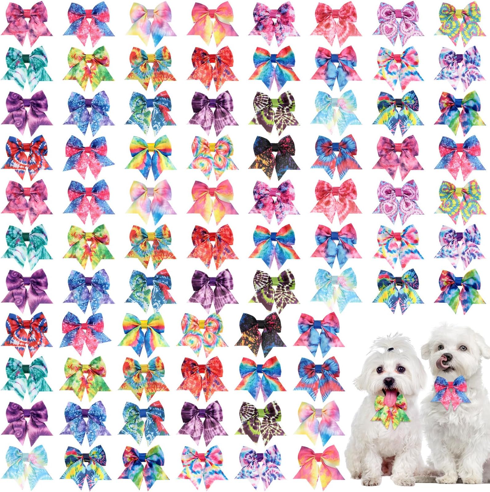 Amazon.com : 80 Pcs Dog Bows Dog Bow Ties for Small Dogs Assorted ...