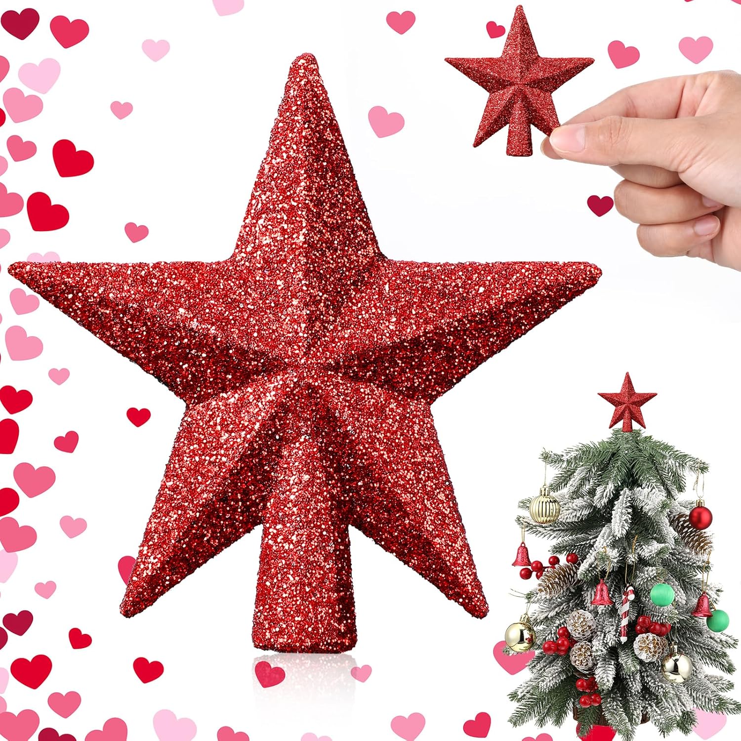 Amazon.com: Mini Christmas Tree Topper Small Star Treetop for Christmas ...