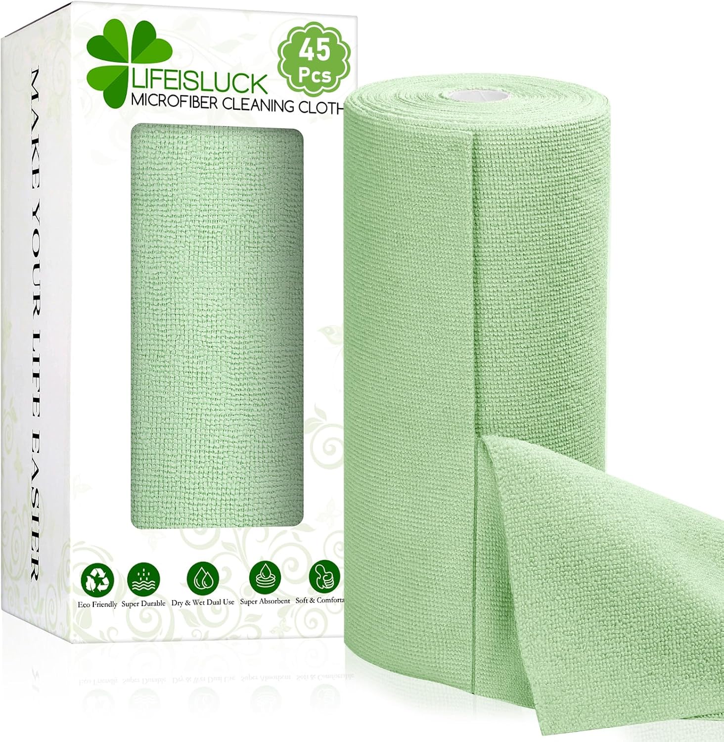 Amazon.com: LifeisLuck 45 Pack of Microfiber Towel Roll, Tear Away ...