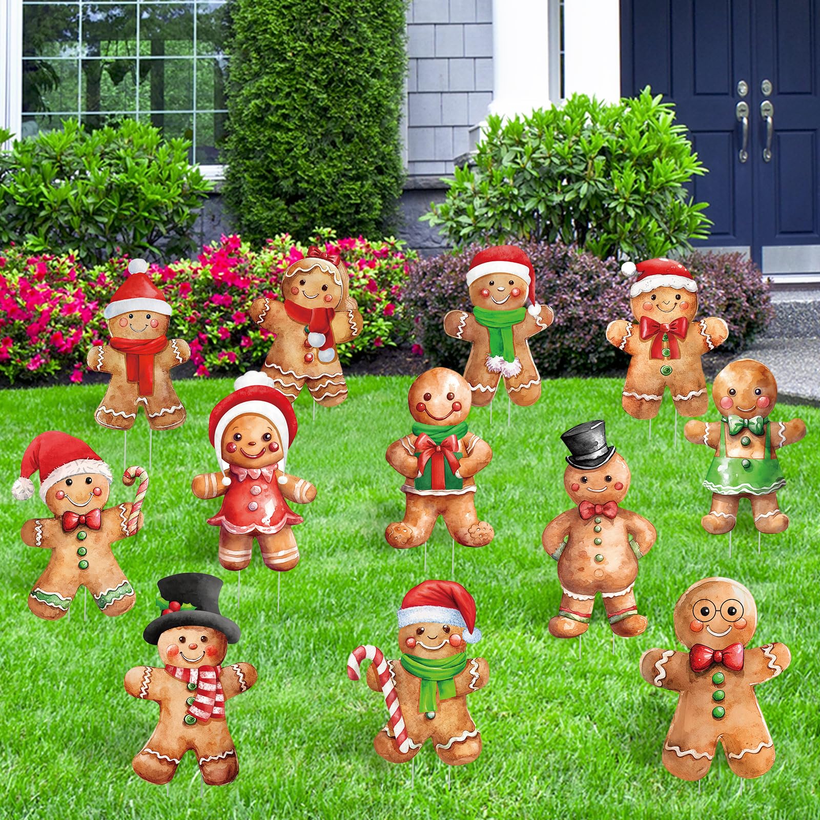 Amazon.com : 12 Pcs Christmas Gingerbread Man Yard Signs with Stakes ...