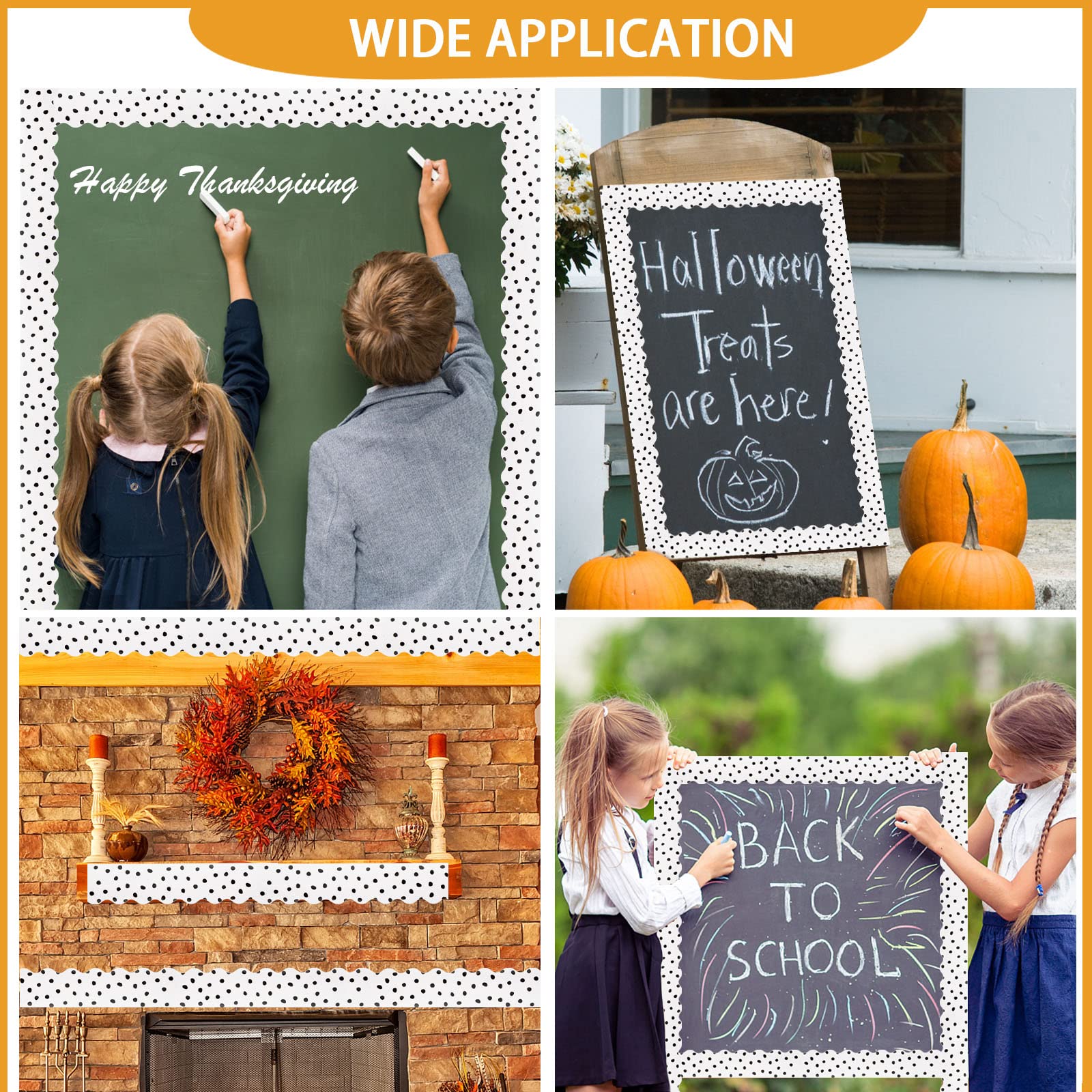 Snapklik.com : 99 Feet Black Painted Dots Bulletin Board Borders 3 ...